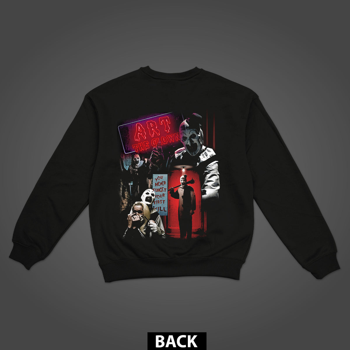 Terrifier Art the Clown Double-Sided Premium Sweatshirt (Unisex ...